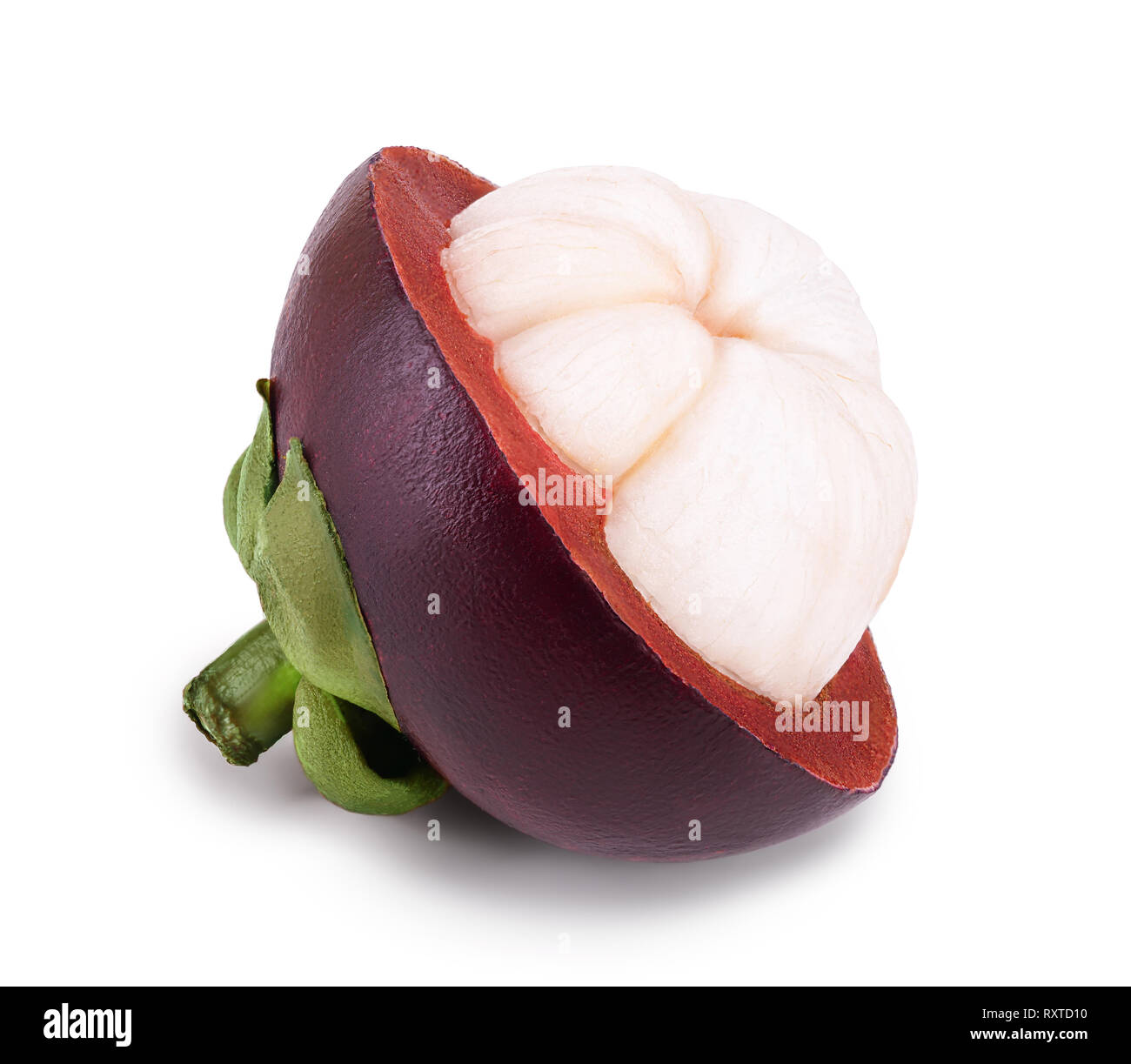 ripe mangosteen isolated on white background closeup Stock Photo - Alamy