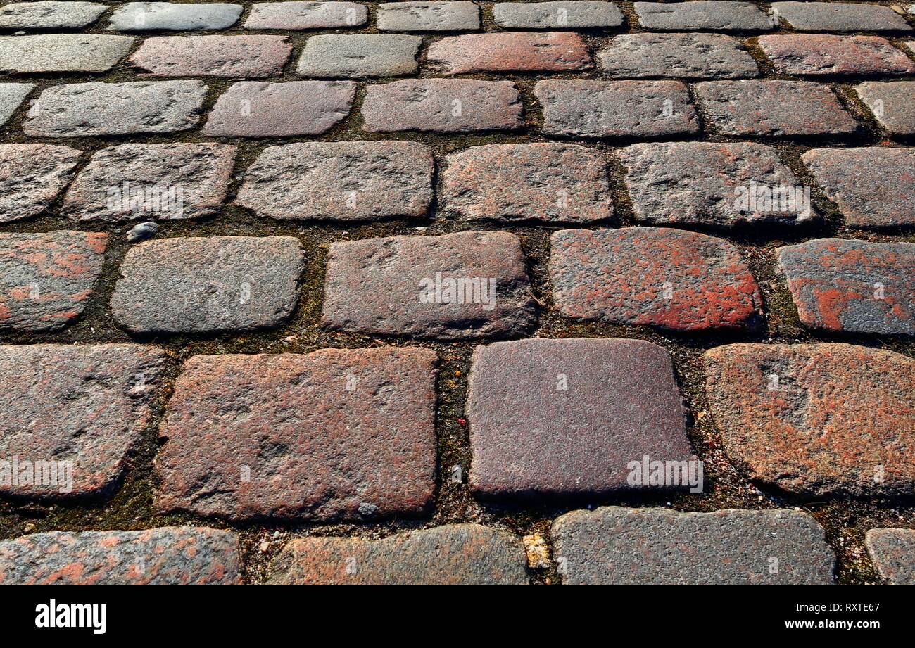 Close up view of different perspective on cobblestone ground surfaces ...