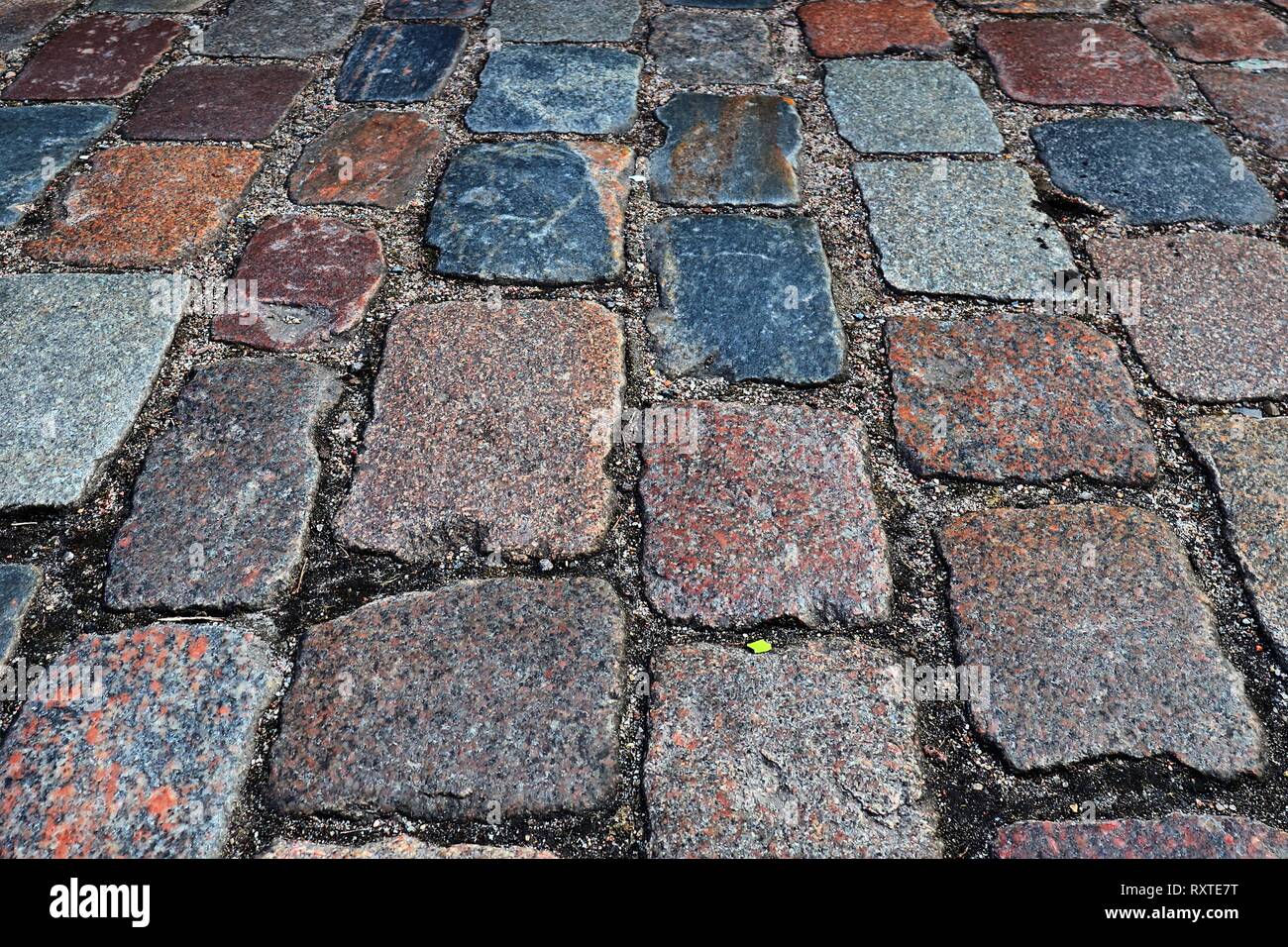Close up view of different perspective on cobblestone ground surfaces ...
