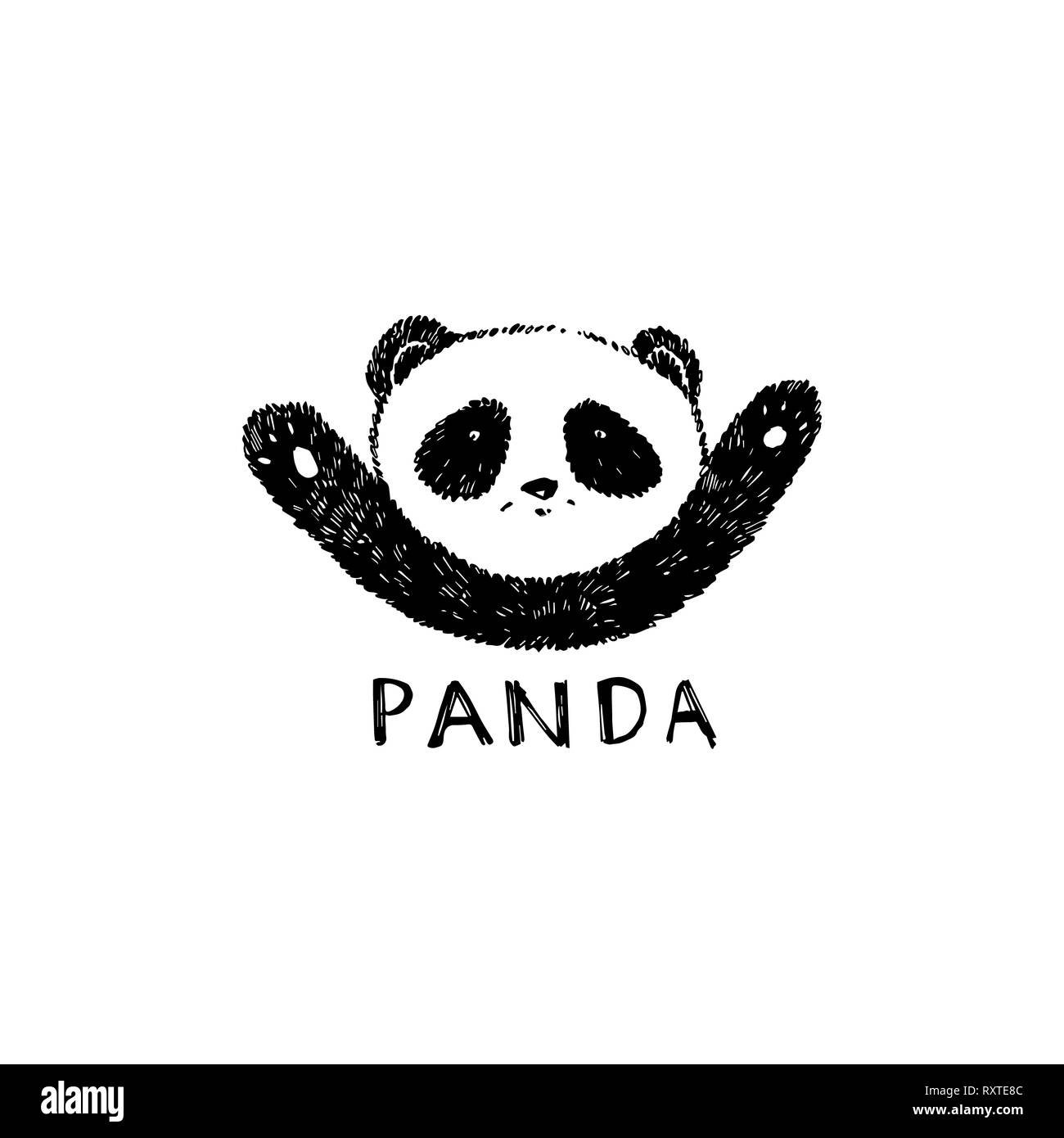 Hand drawn panda. Graphic illustration isolated on white. Panda Logo ...
