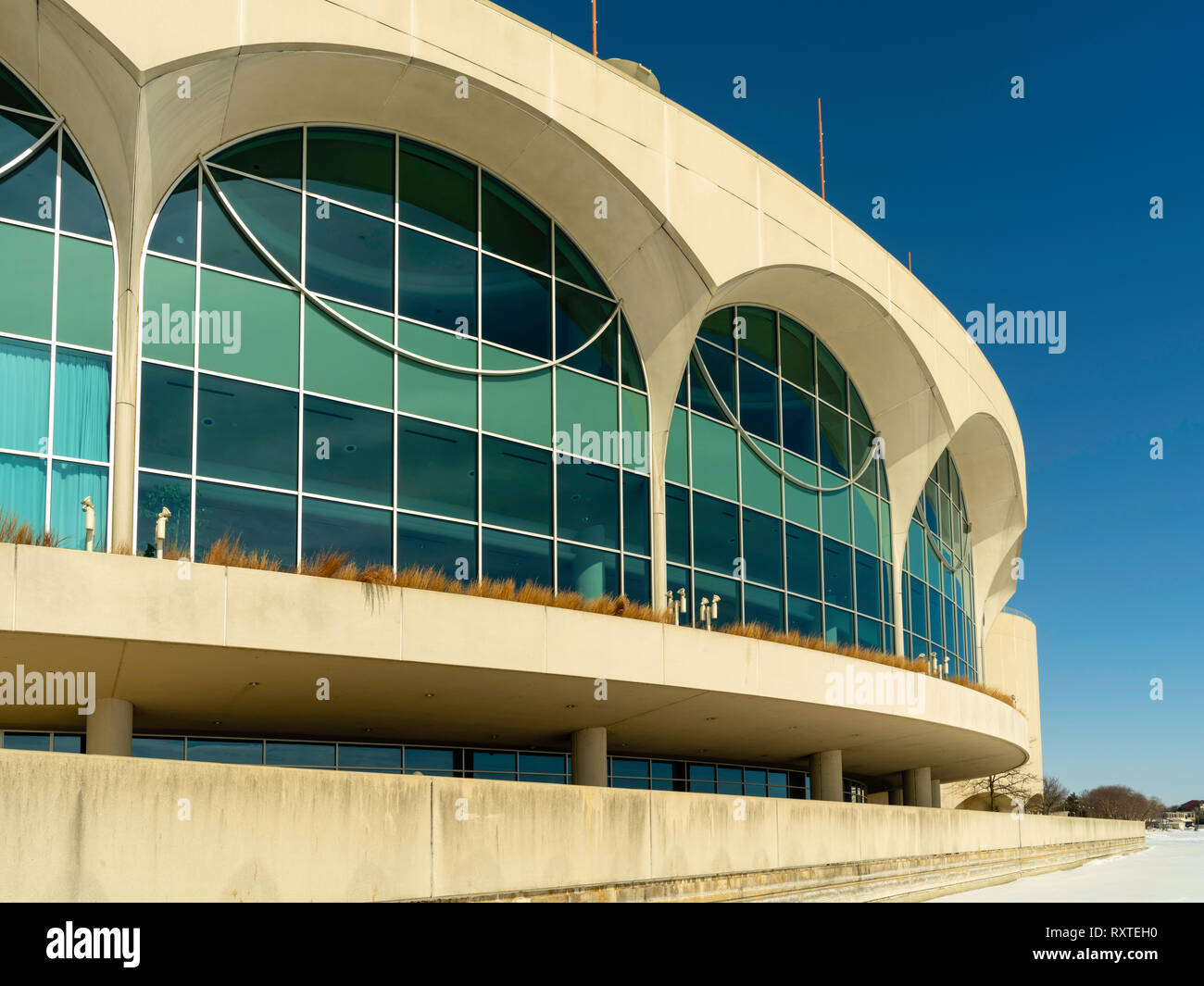 View of the Monona Terrace Convention Center, taken from frozen Lake ...