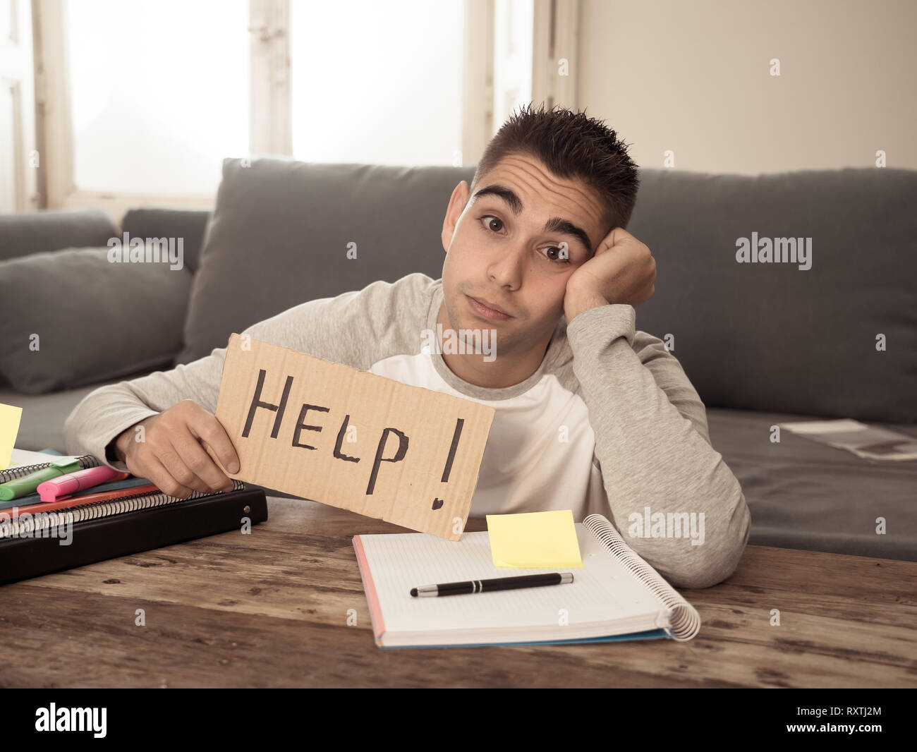 Frustrated tired college student studying hi-res stock photography and ...