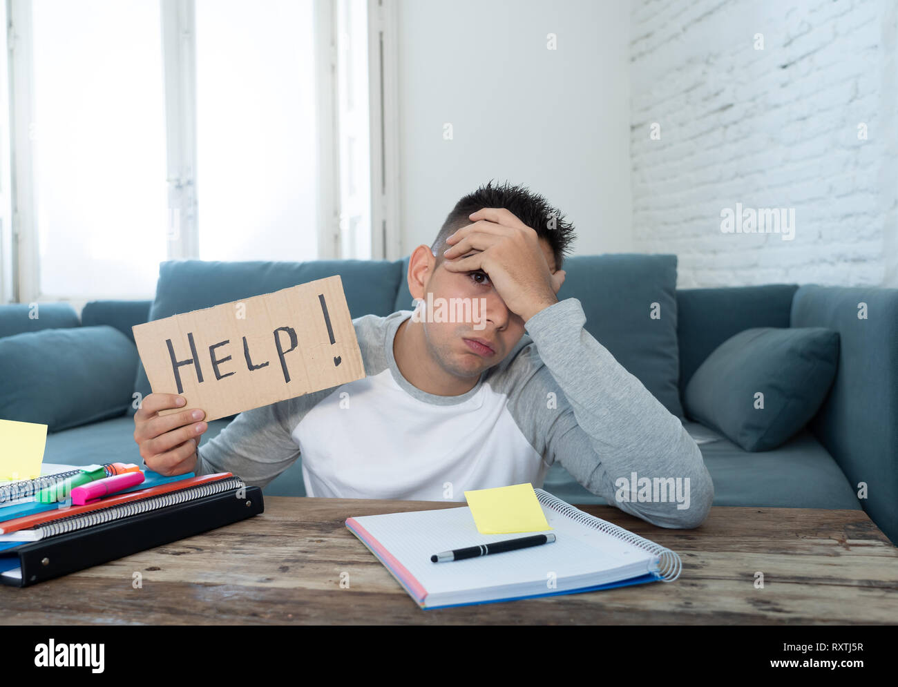 Frustrated tired college student studying hi-res stock photography and ...