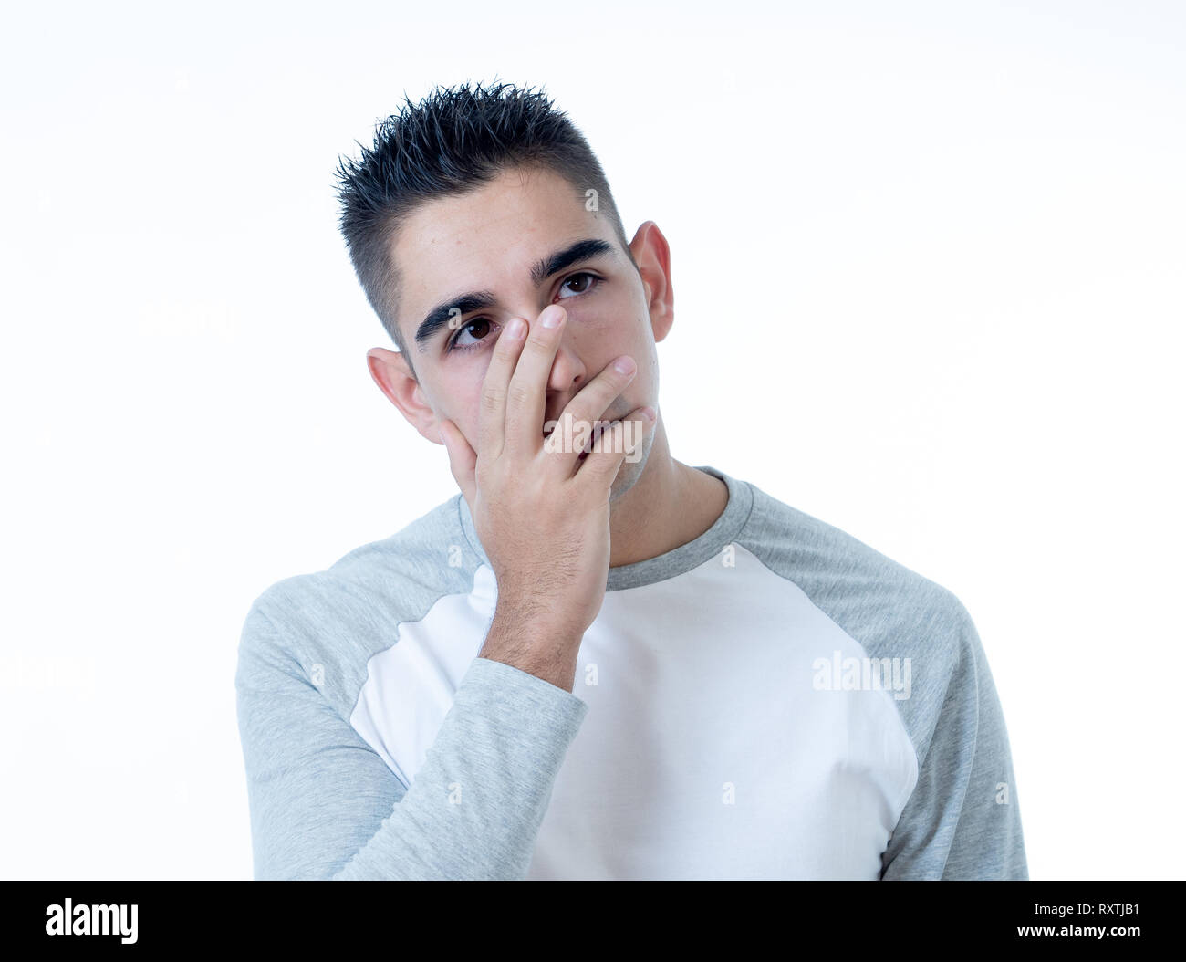 People portraits of human emotions and facial expressions. Young adult ...