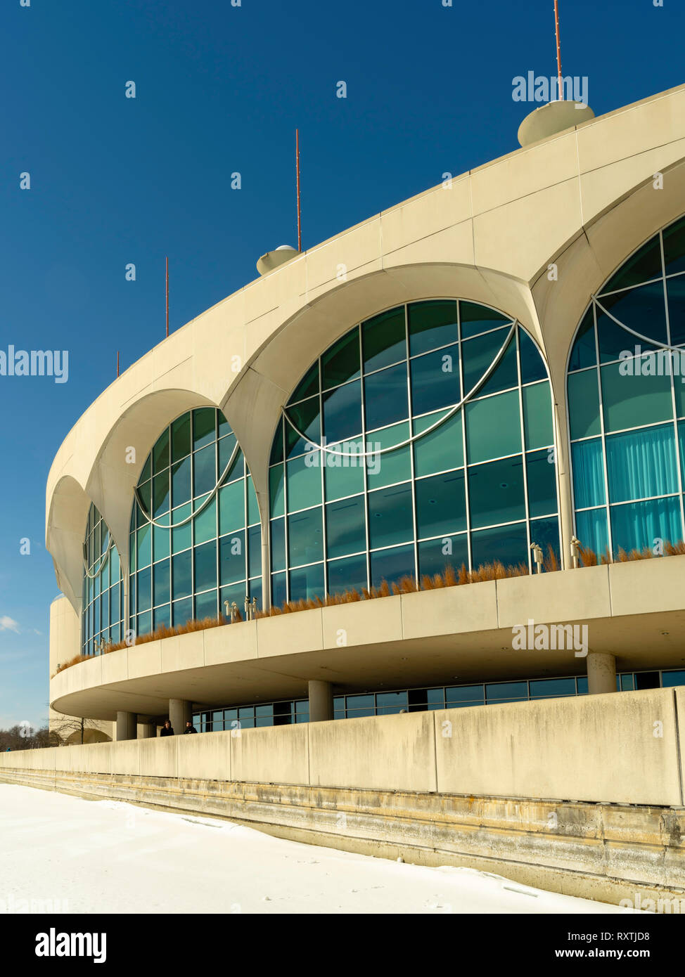 View of the Monona Terrace Convention Center, taken from frozen Lake ...