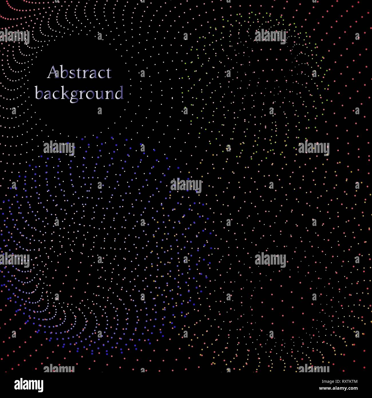 Abstract pattern of mulicolored round particles. Black background Stock ...
