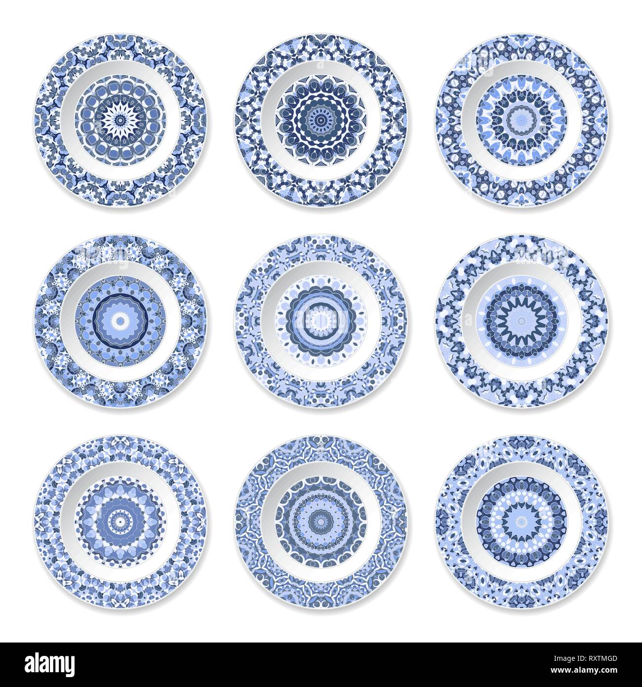 Vector ethnic border set blue Stock Vector Images - Alamy