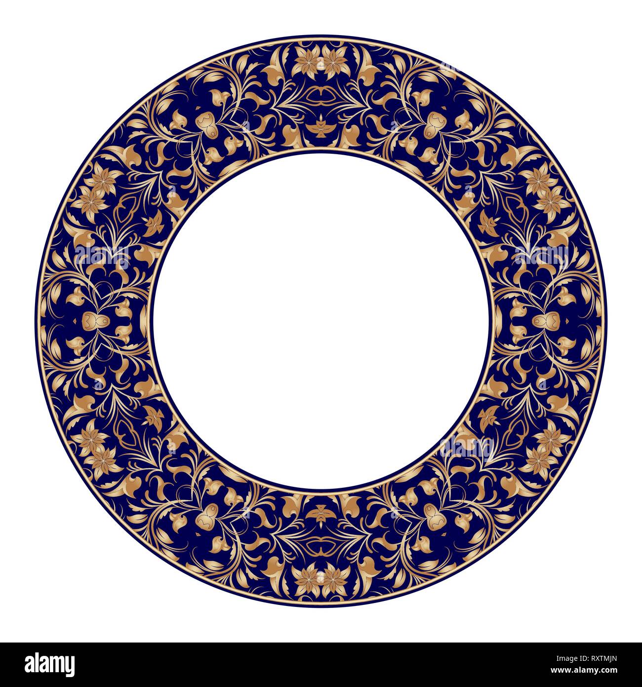 Thin gold pattern for plates, trays, dishes and souvenirs. Vector ...
