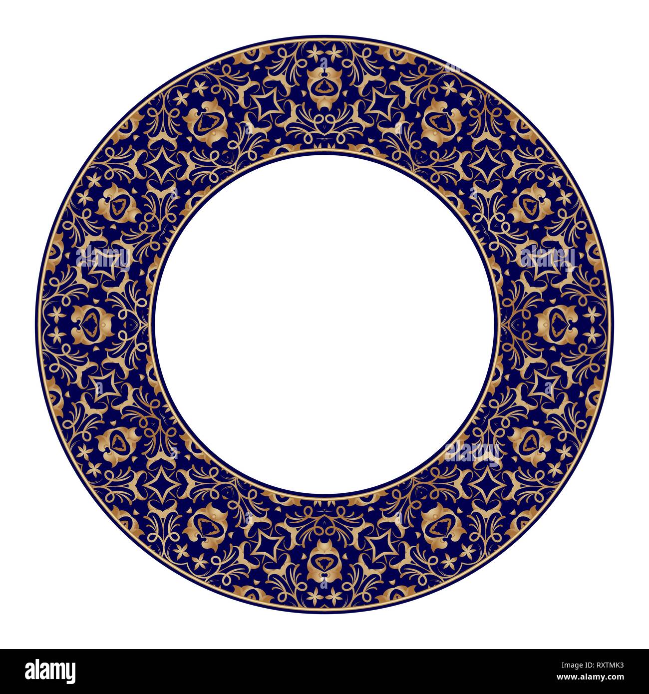 Thin gold pattern for plates, trays, dishes and souvenirs. Vector ...