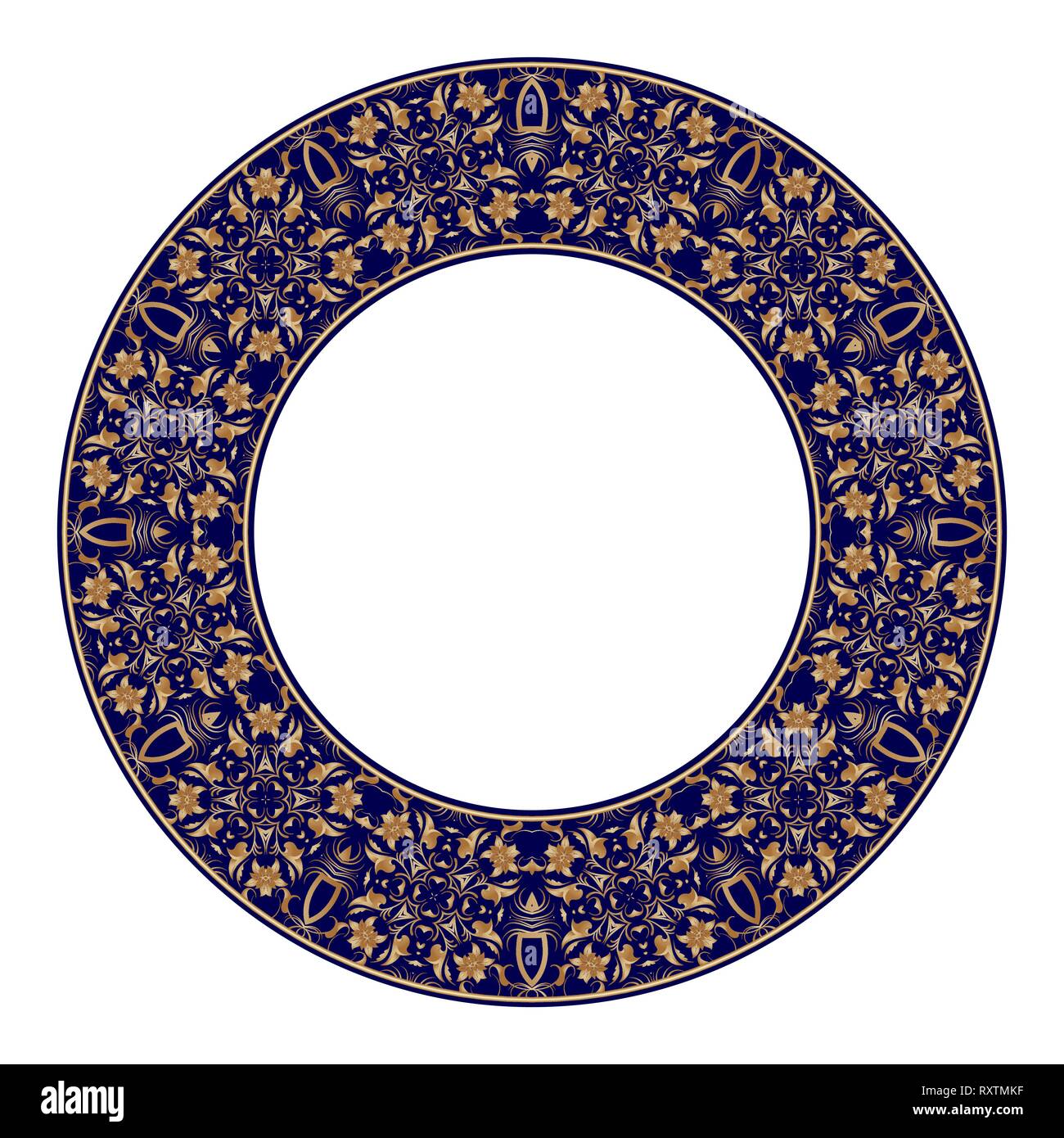 Thin gold pattern for plates, trays, dishes and souvenirs. Vector ...