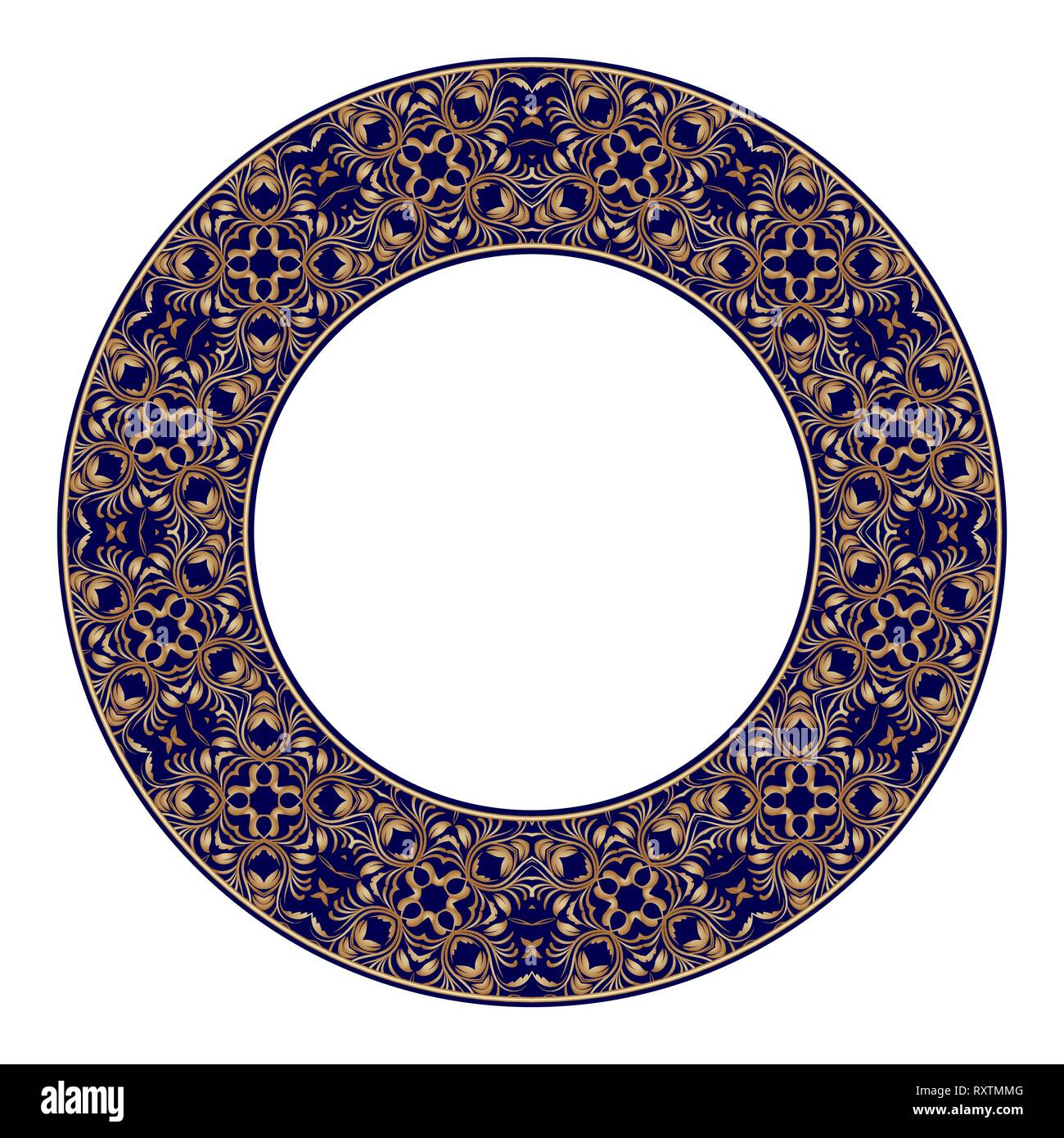 Thin gold pattern for plates, trays, dishes and souvenirs. Vector ...