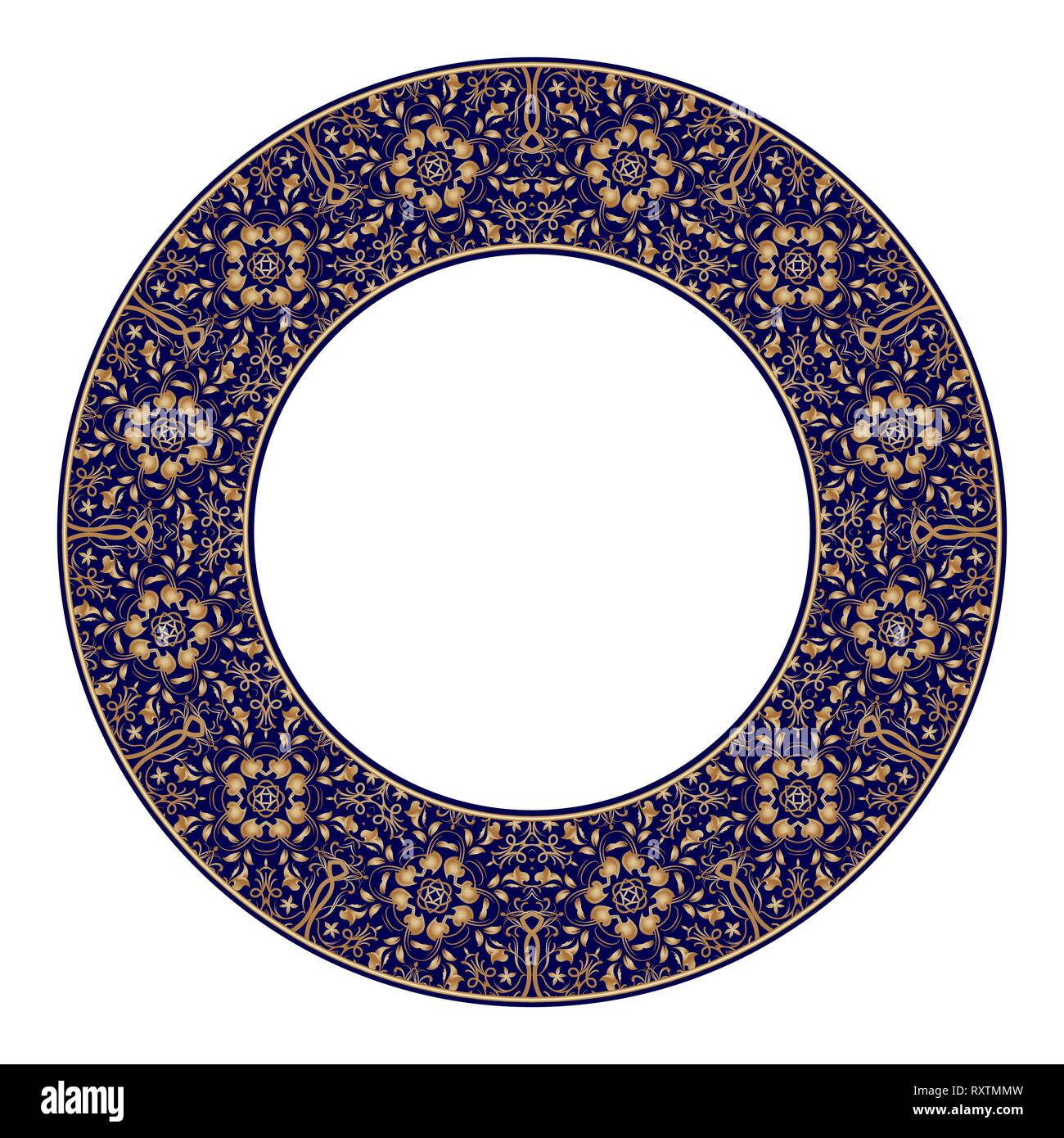 Thin gold pattern for plates, trays, dishes and souvenirs. Vector ...