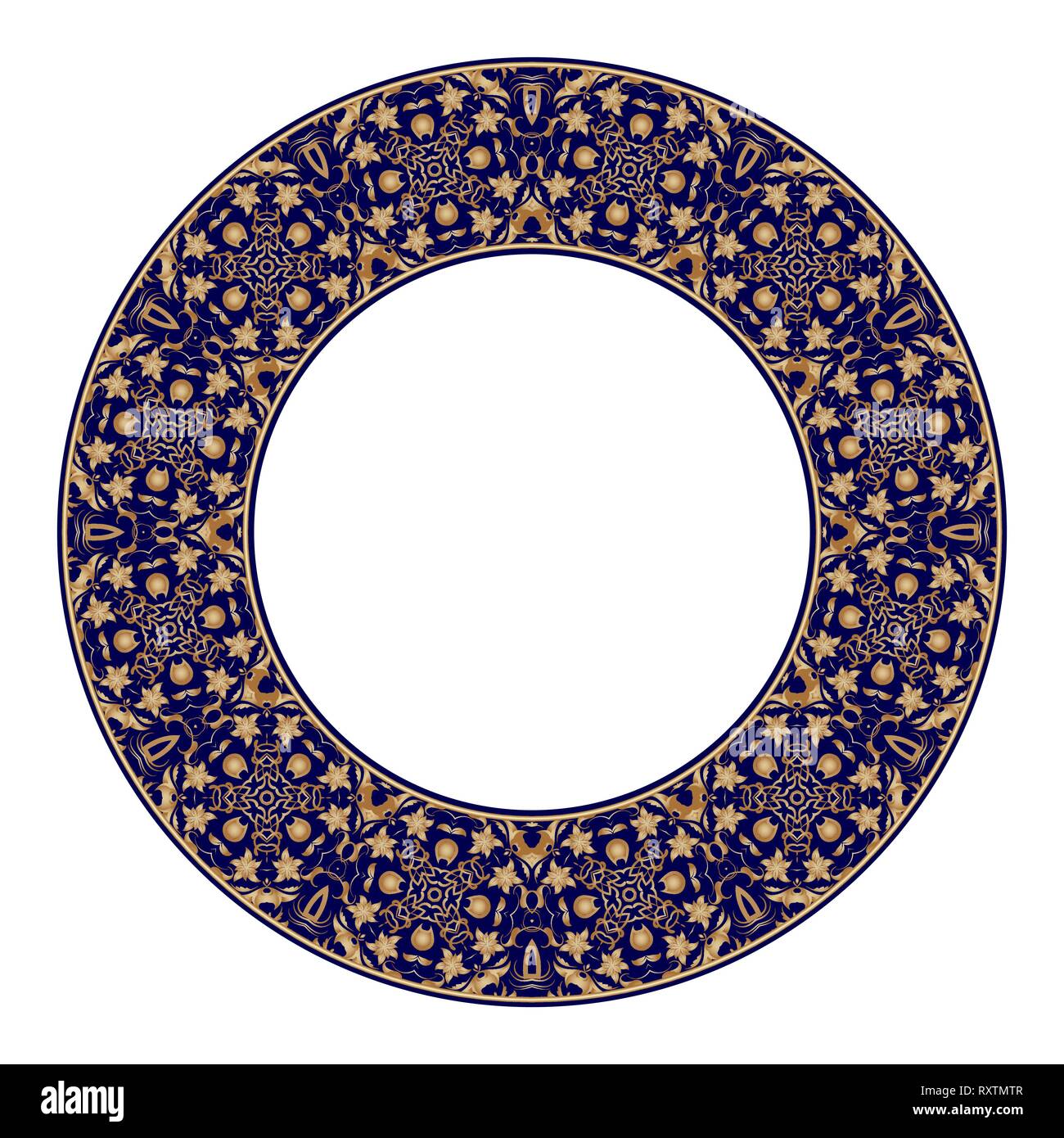 Thin gold pattern for plates, trays, dishes and souvenirs. Vector ...