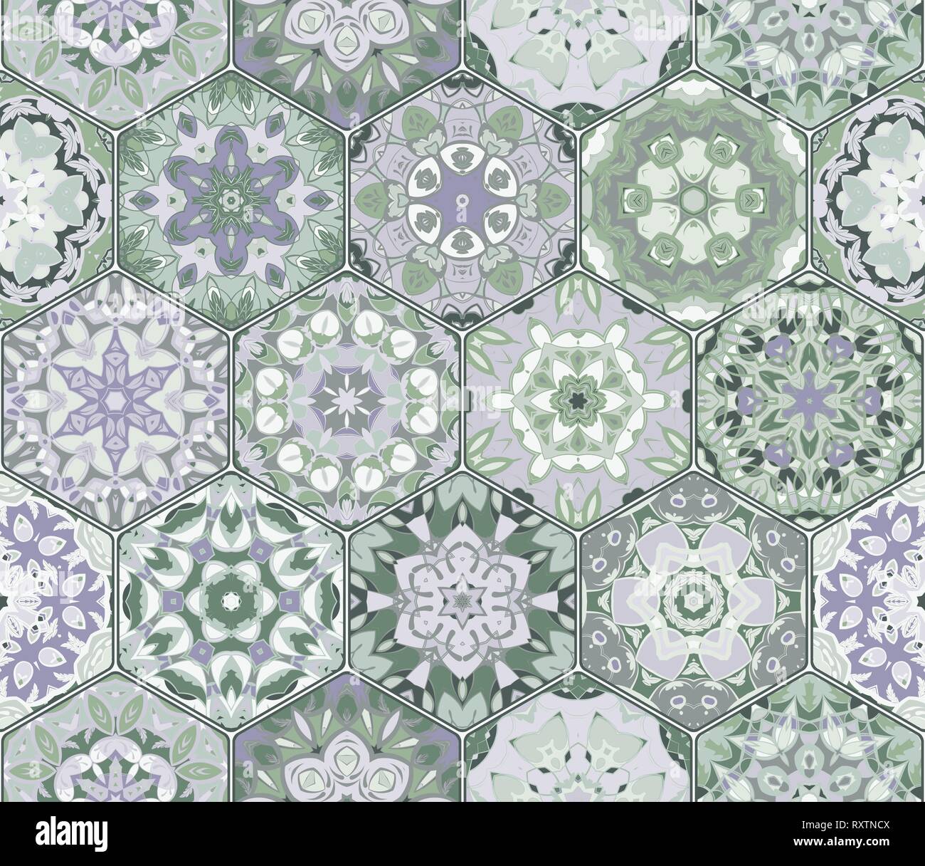 Set of vector seamless arabic patterns. Collection of hexagonal ceramic ...