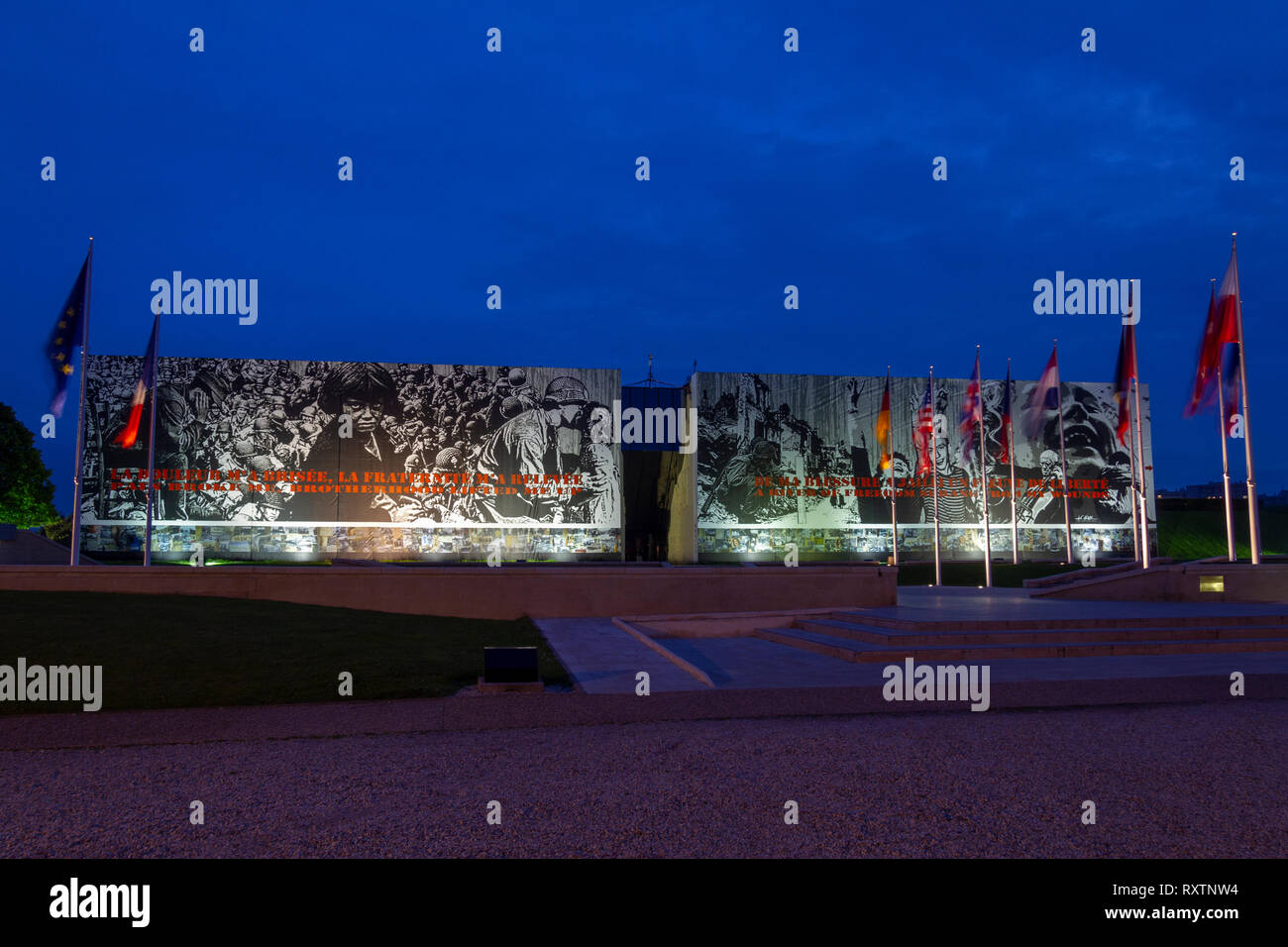 The Caen Memorial Museum (Mémorial de Caen), Normandy, France lit up ...
