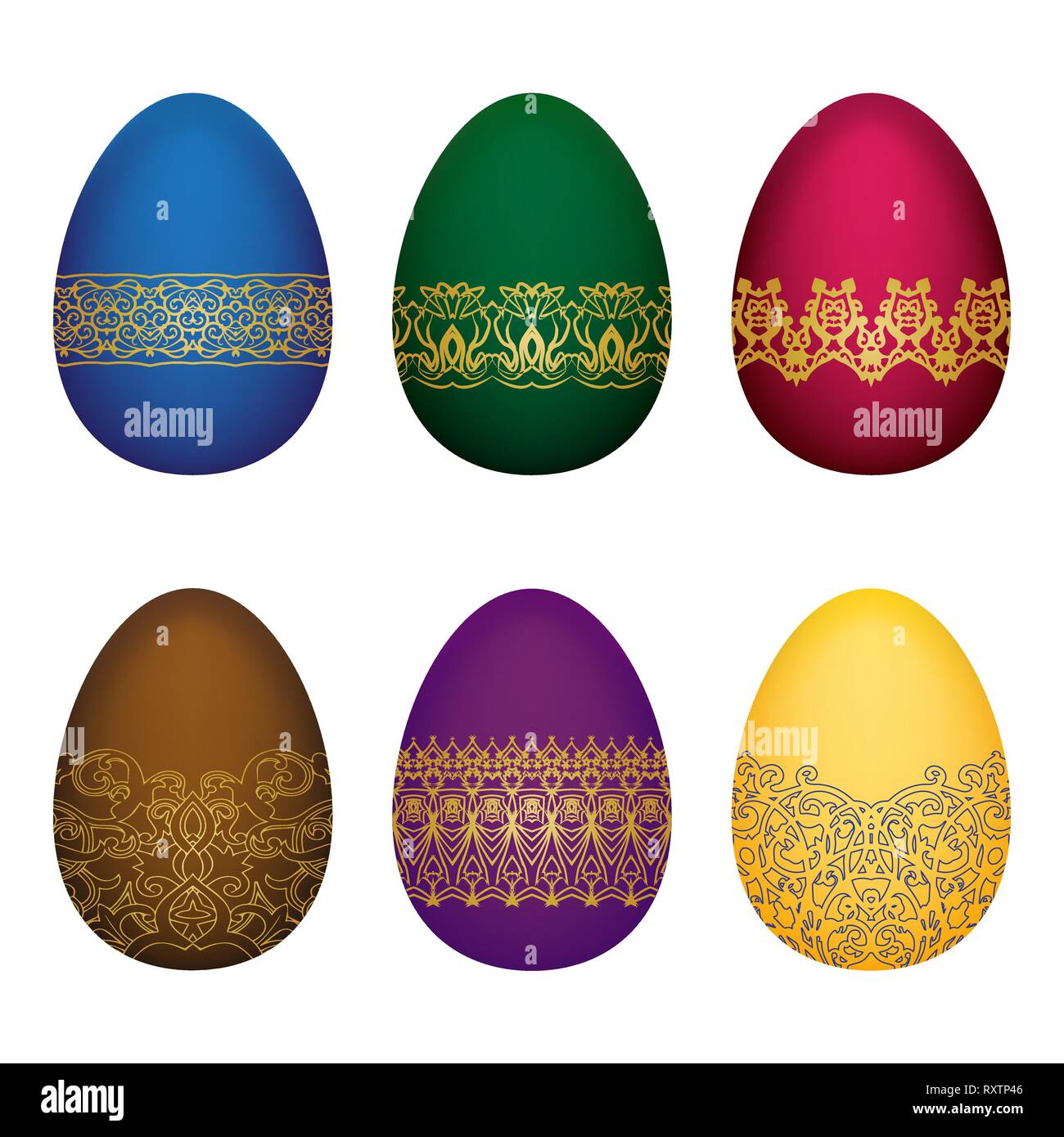 Six Easter eggs with vintage ornament. Vector Stock Vector Image & Art ...