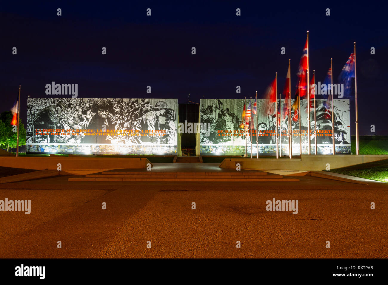 The Caen Memorial Museum (Mémorial de Caen), Normandy, France lit up ...