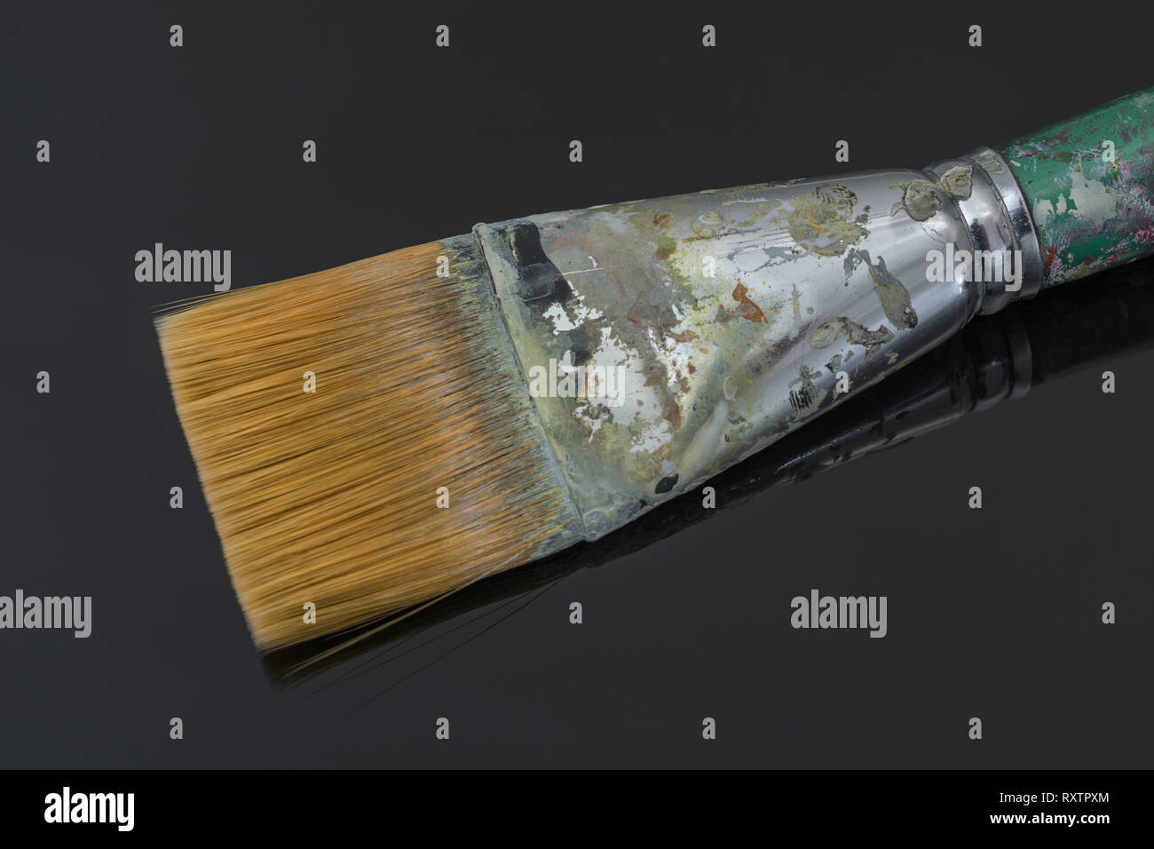 Large (wide) acrylic watercolour paintbrush / paint brush on reflective ...