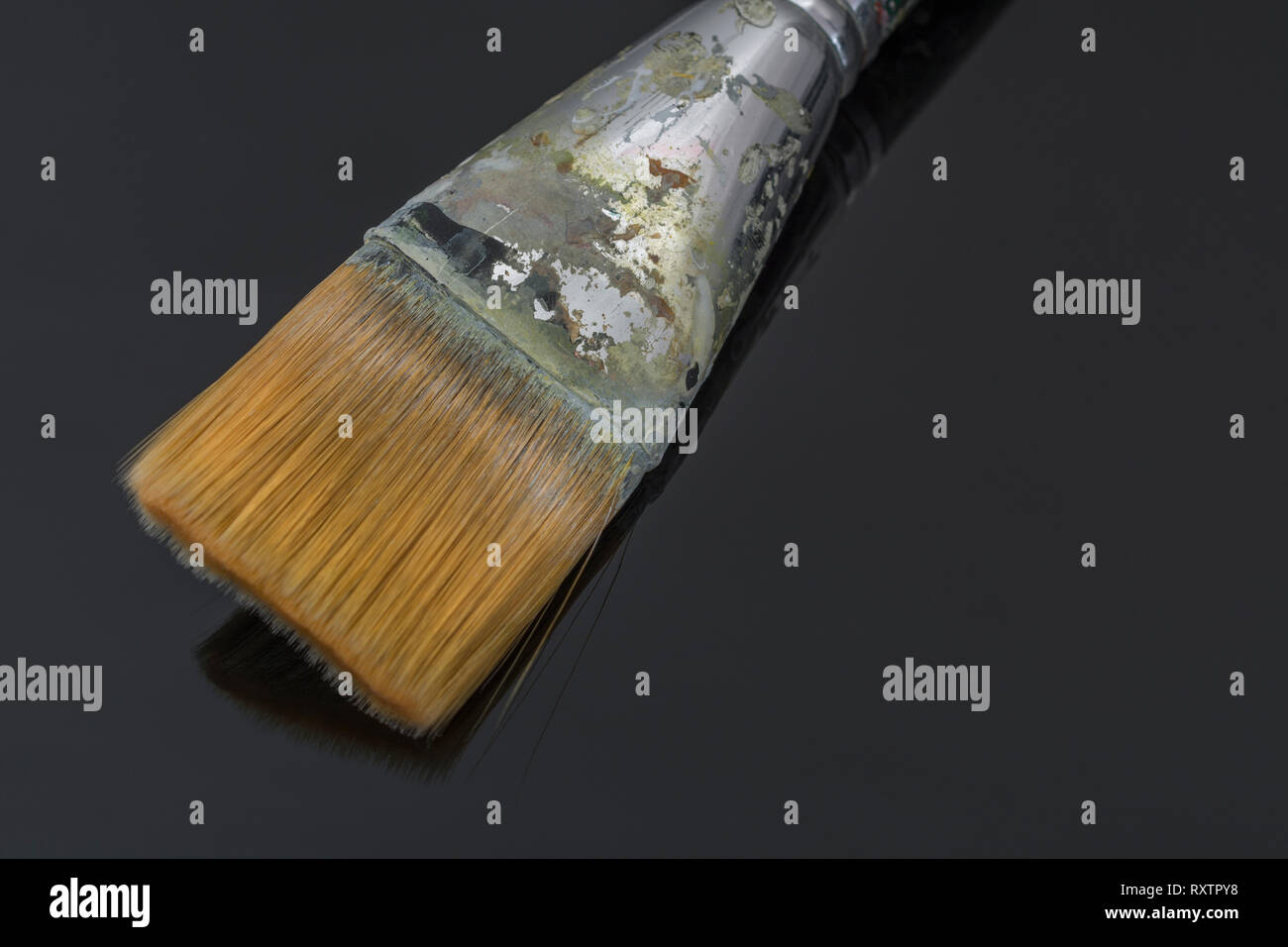Large (wide) acrylic watercolour paintbrush / paint brush on reflective ...