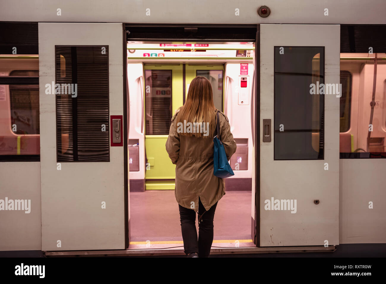 Rear view tube train hi-res stock photography and images - Alamy