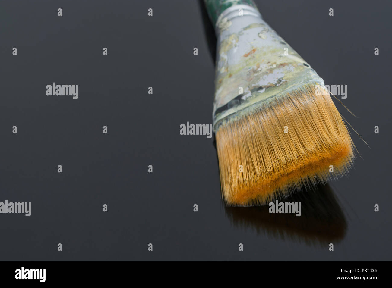 Large (wide) acrylic watercolour paintbrush / paint brush on reflective ...