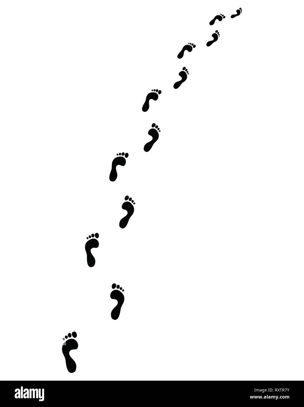Trail of human bare footsteps, turn left or right Stock Photo - Alamy