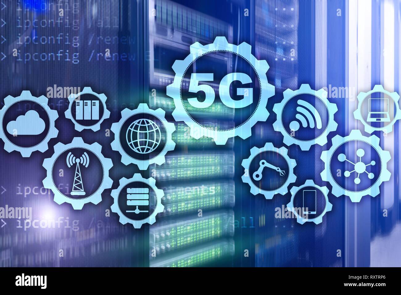 5G Network, 5G internet Connection Concept in digital background. Smart ...