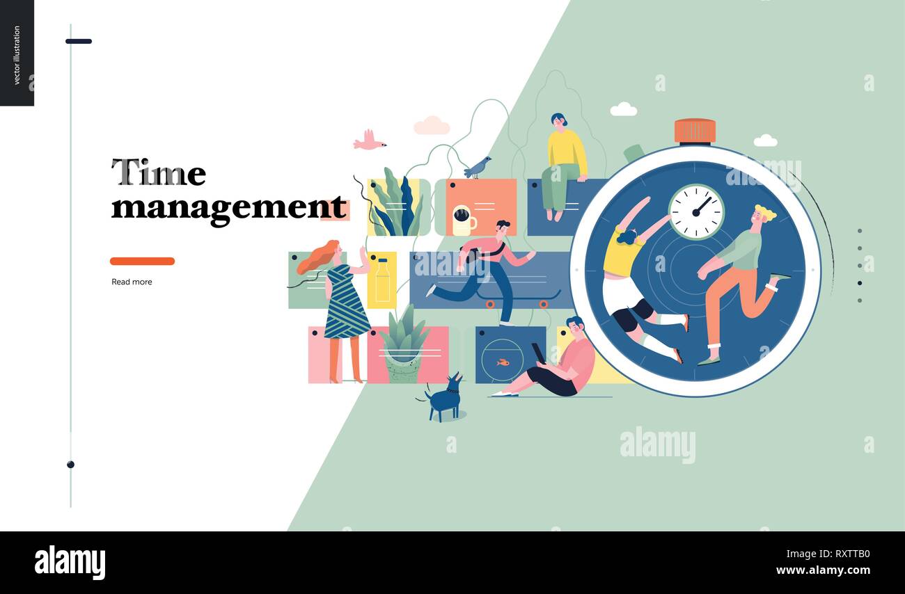 Technology 1 -Time management - modern flat vector concept digital ...