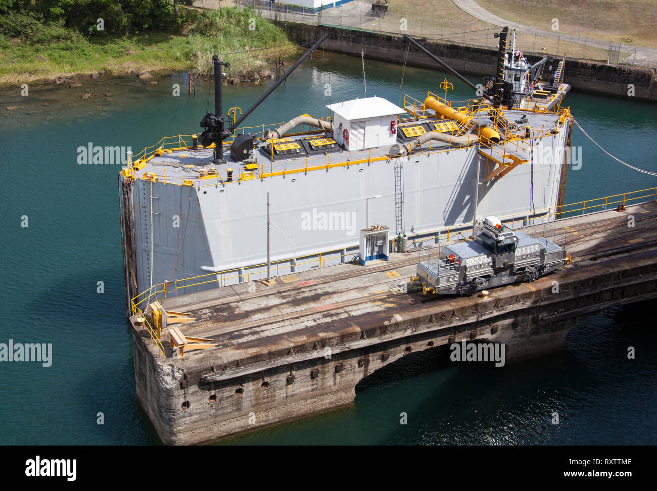 The transportation called the mule that helps ship to go through narrow ...
