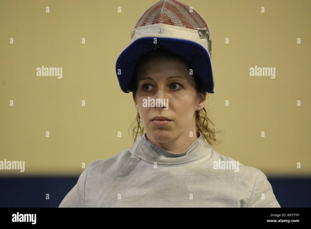 Athlete of Women's fencing team of USA seen during the semi final of ...