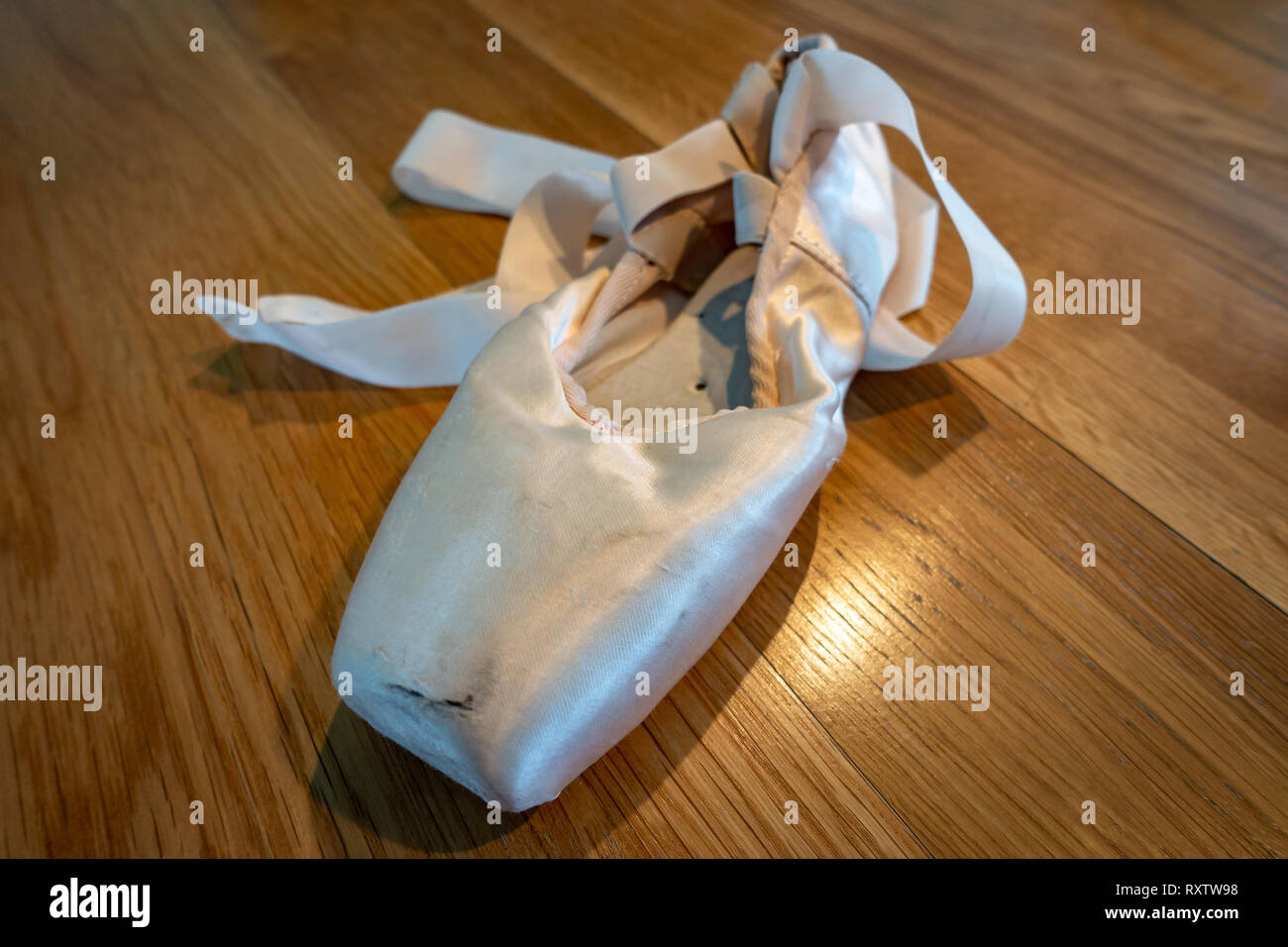 Single Classical Ballet pointe shoe, Ballerinas and Pointe Shoe on a ...