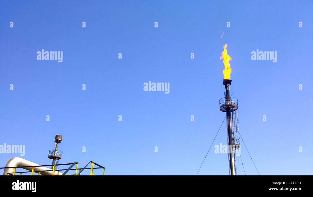 Flare for flaring associated gas. The end point of the pressure relief ...