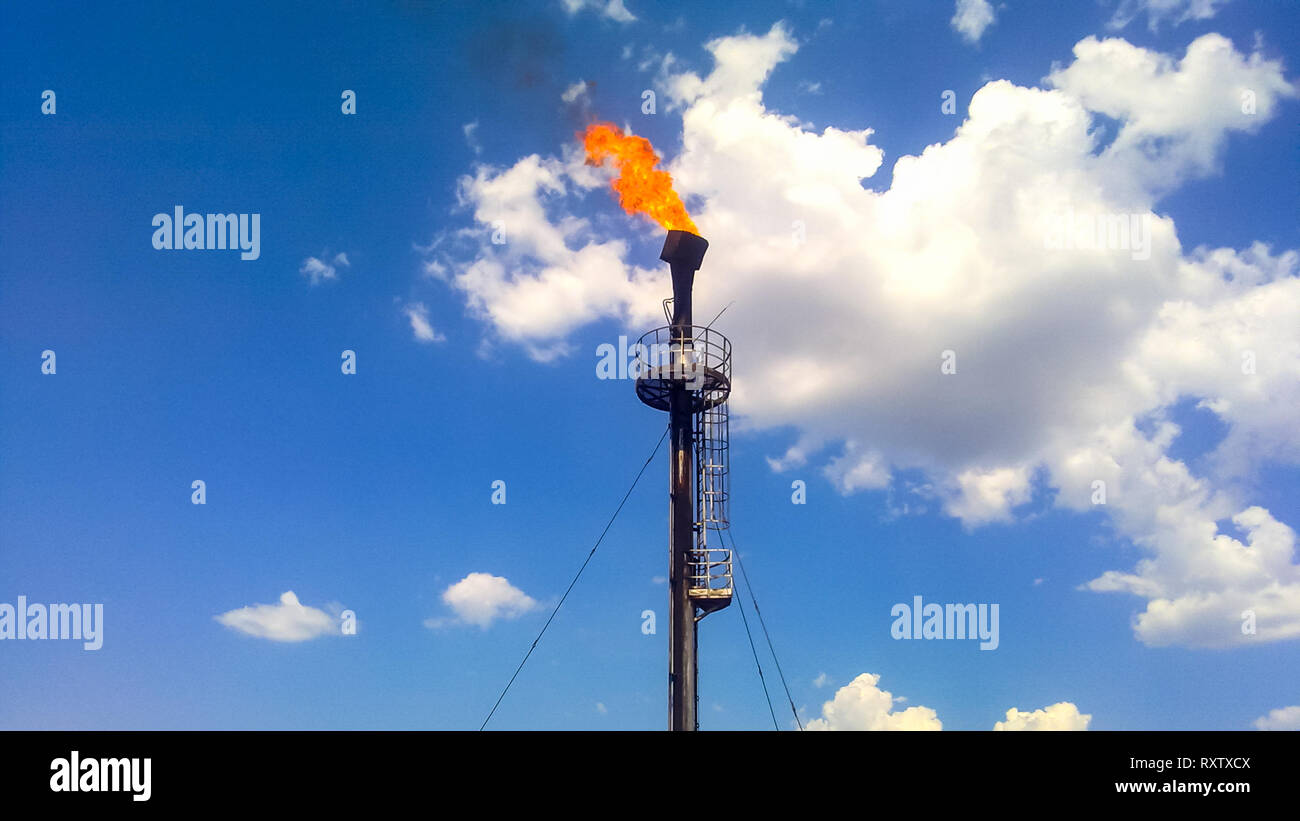 Flare for flaring associated gas. The end point of the pressure relief ...