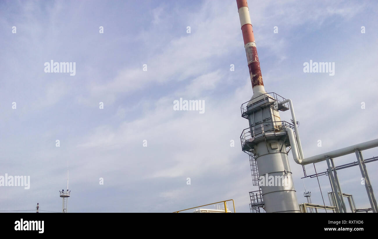 Furnace for heating oil at the refinery. The equipment for oil refining ...