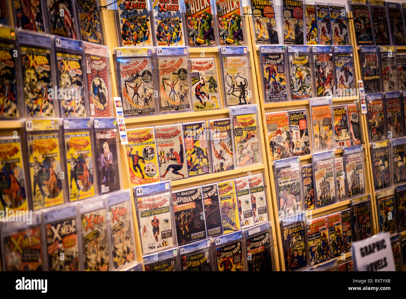 Cardiff, UK - March 9, 2019. Superhero Comic Stalls in the Welsh Comic ...