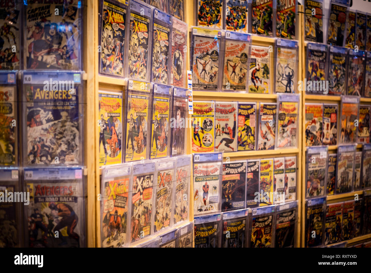 Cardiff, UK - March 9, 2019. Superhero Comic Stalls in the Welsh Comic ...