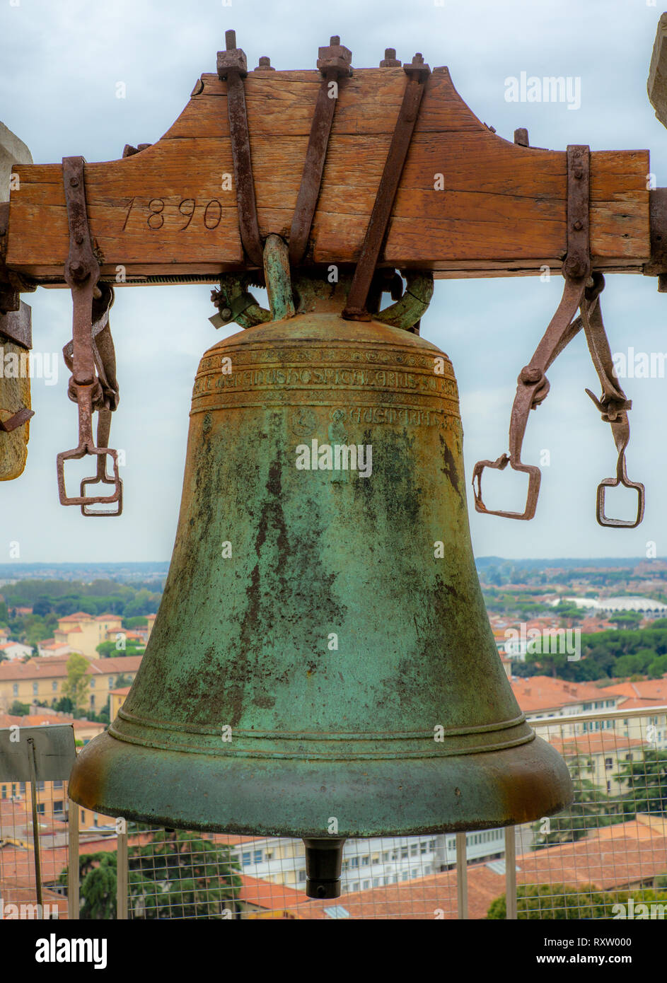Bronze bell on top of the church tower in Tuscany - 1 Stock Photo - Alamy