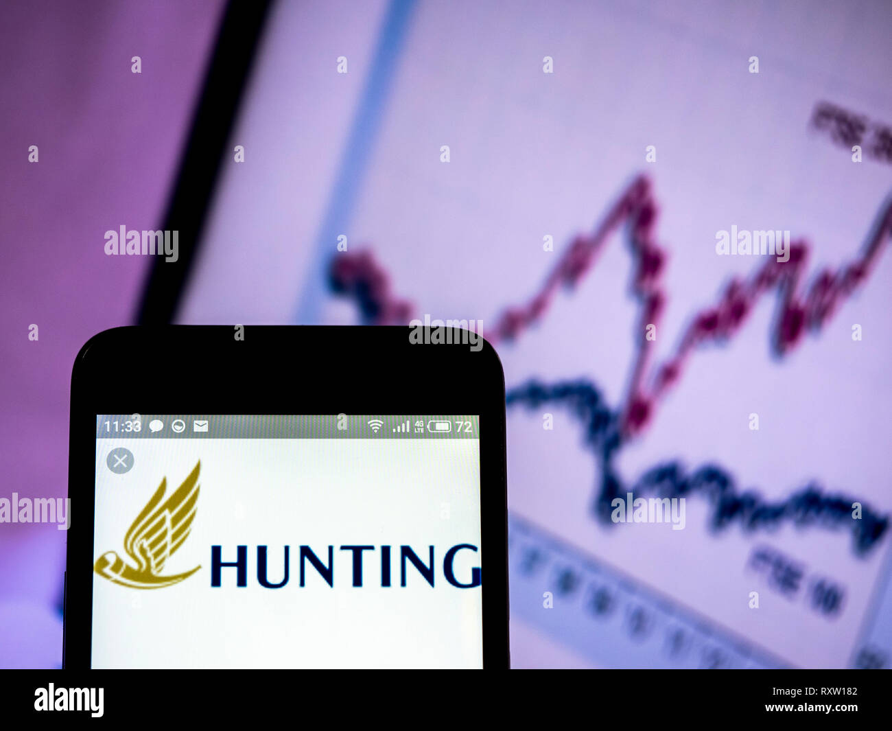 Hunting plc company logo seen displayed on smart phone Stock Photo - Alamy