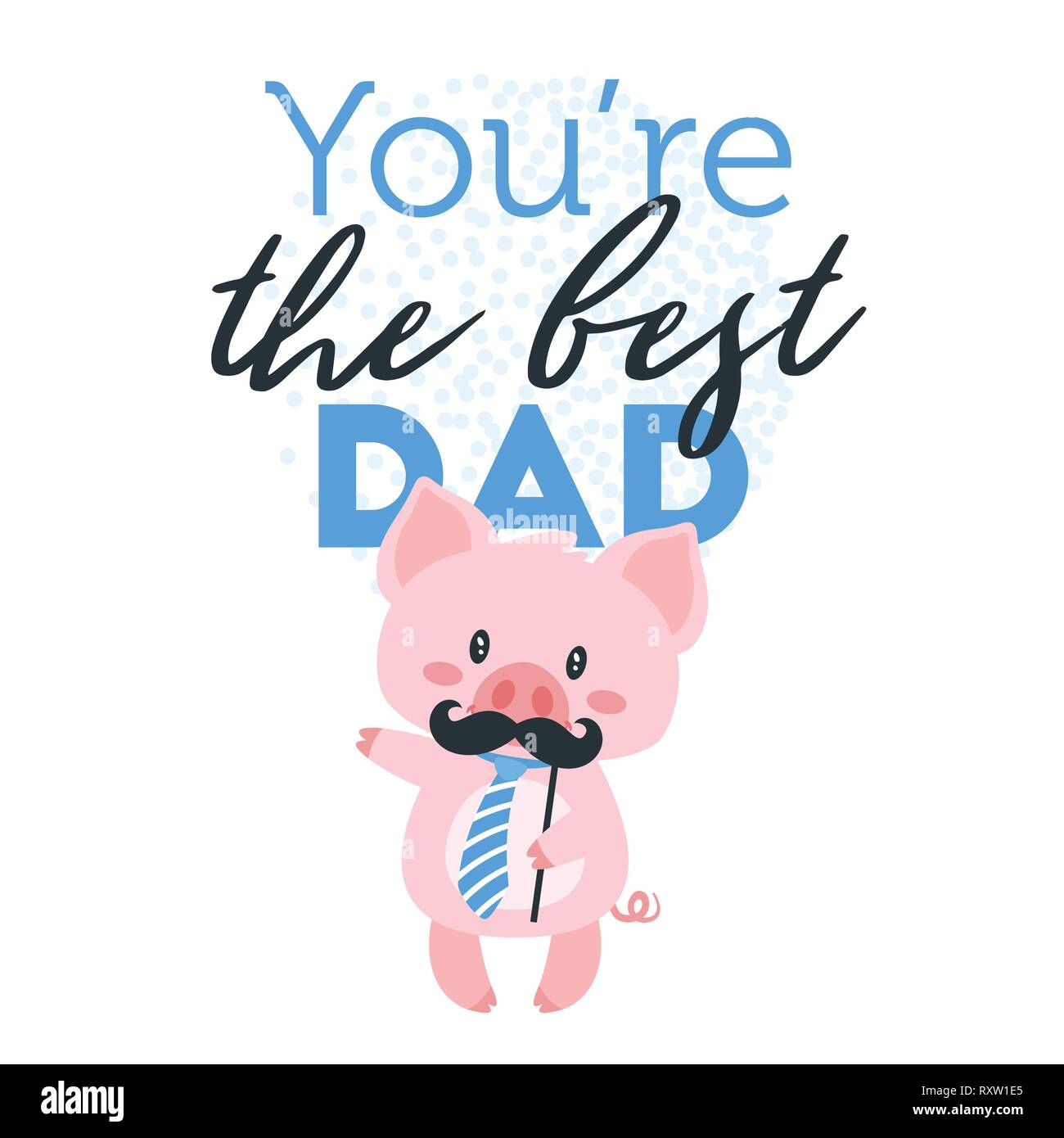 Father day greeting card template with piglet and mustache photobooth ...