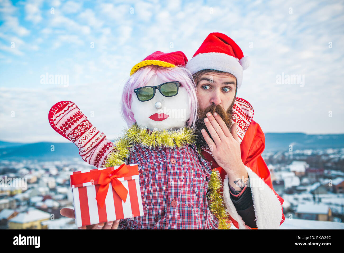 Shocked santa claus holding hi-res stock photography and images - Alamy