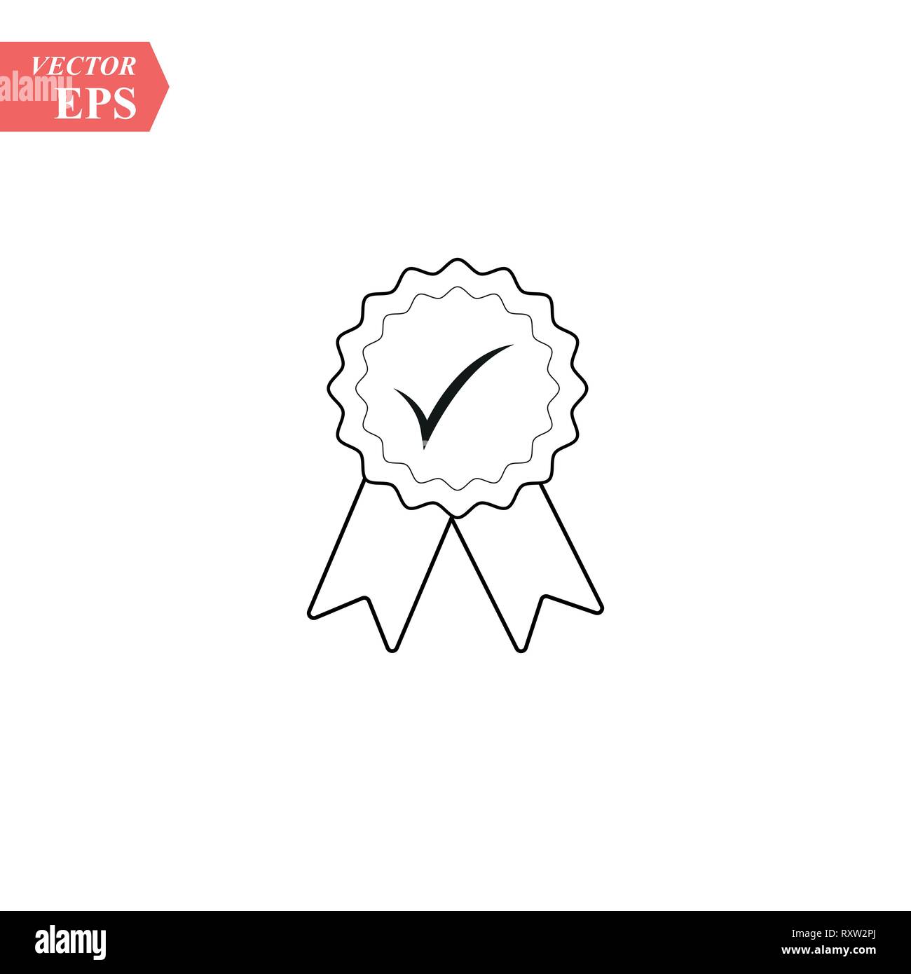 Award medal icon. Winner emblem with tick symbol. circle buttons with ...