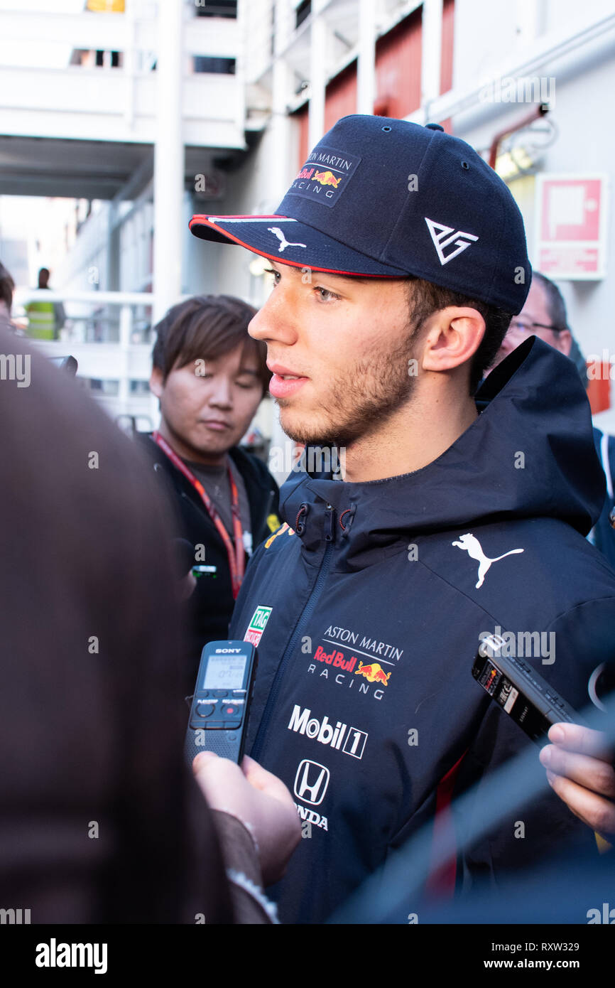 Barcelona, Spain. 21st February, 2019- Pierre Gasly of France with 10 ...