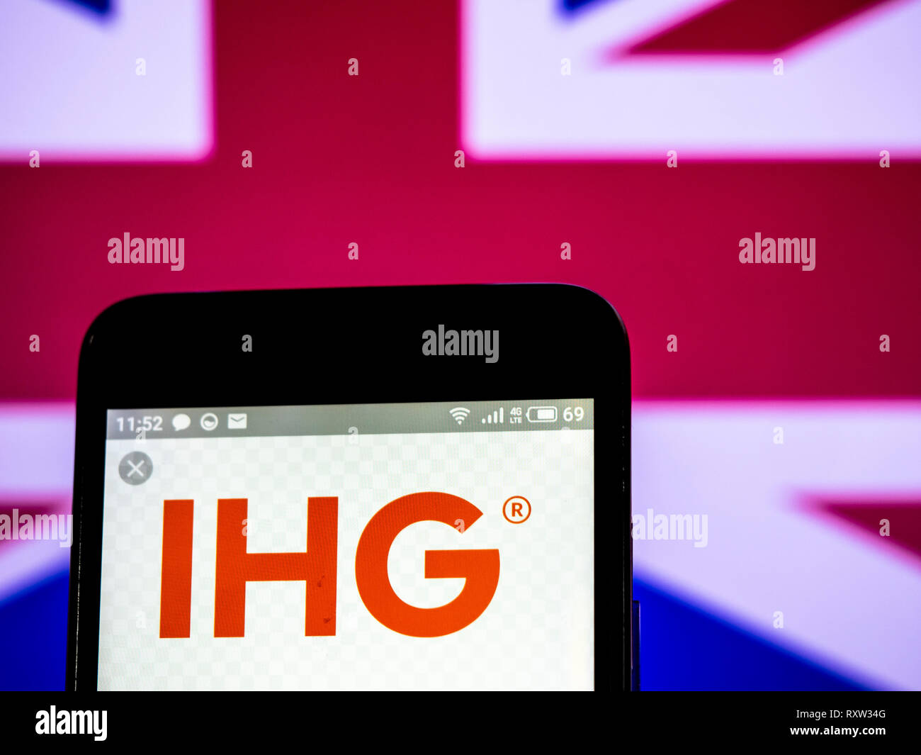 InterContinental Hotels Group logo seen displayed on smart phone Stock ...