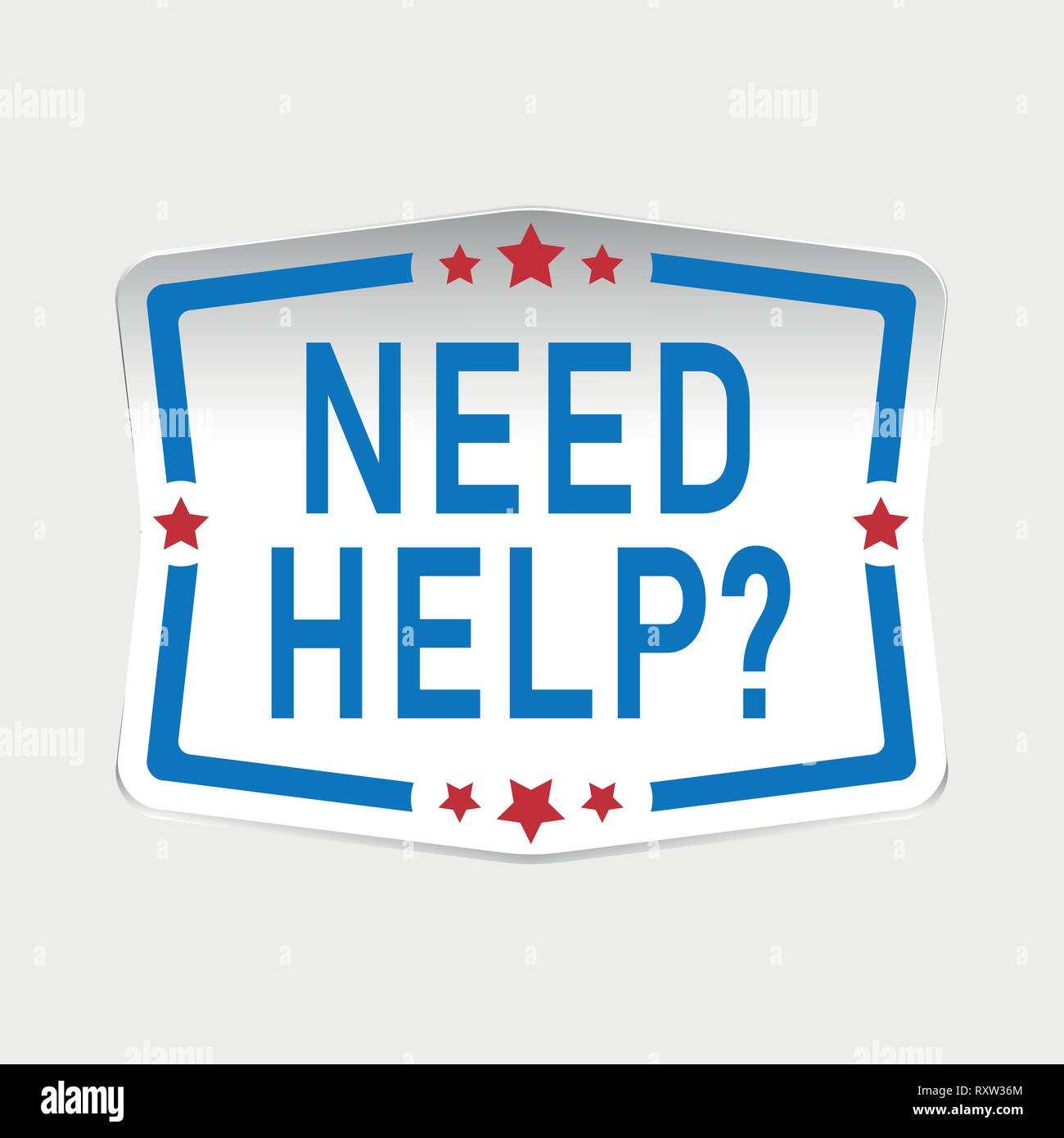 need help paper web lable badge isolated Stock Vector Image & Art - Alamy