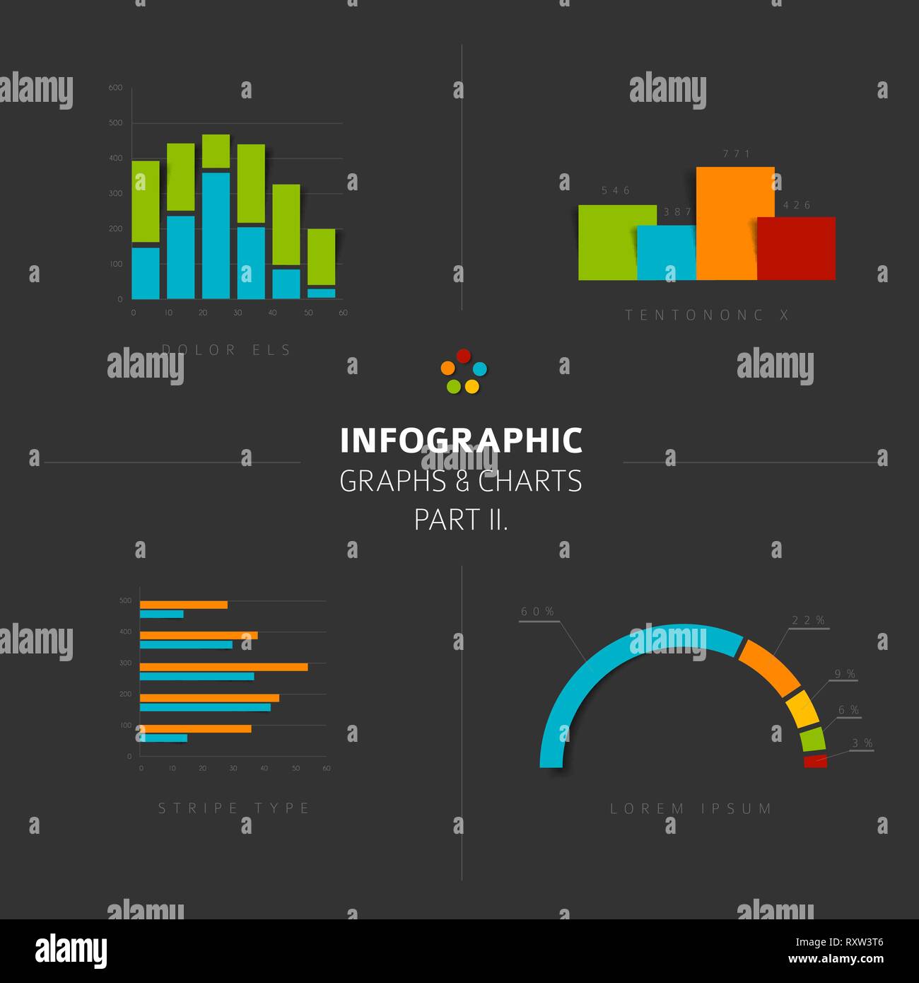 Set of vector flat design infographics statistics charts and graphs ...