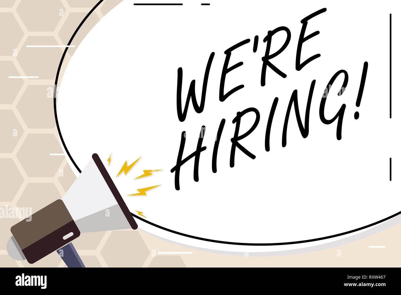 Text sign showing We Re Hiring. Business photo text Talent Hunting Job ...