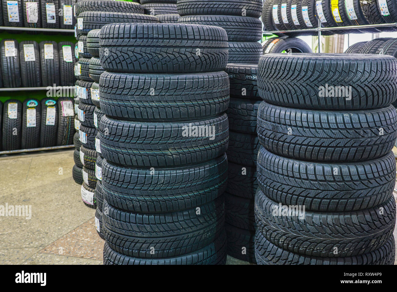 Car tyres rack hi-res stock photography and images - Alamy
