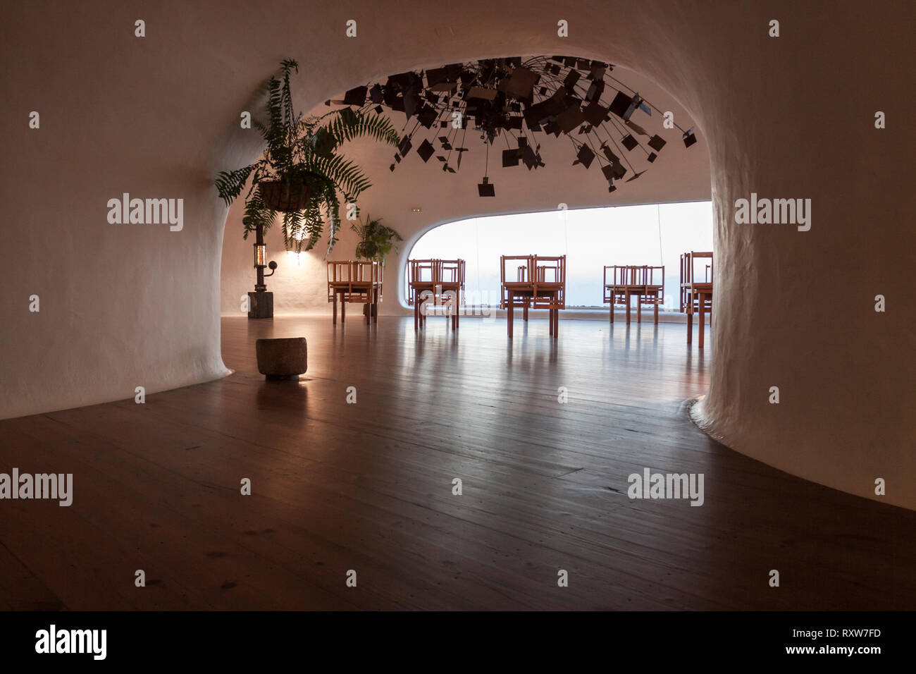 Interior of the balustrade cafe designed and designed by César Manrique ...