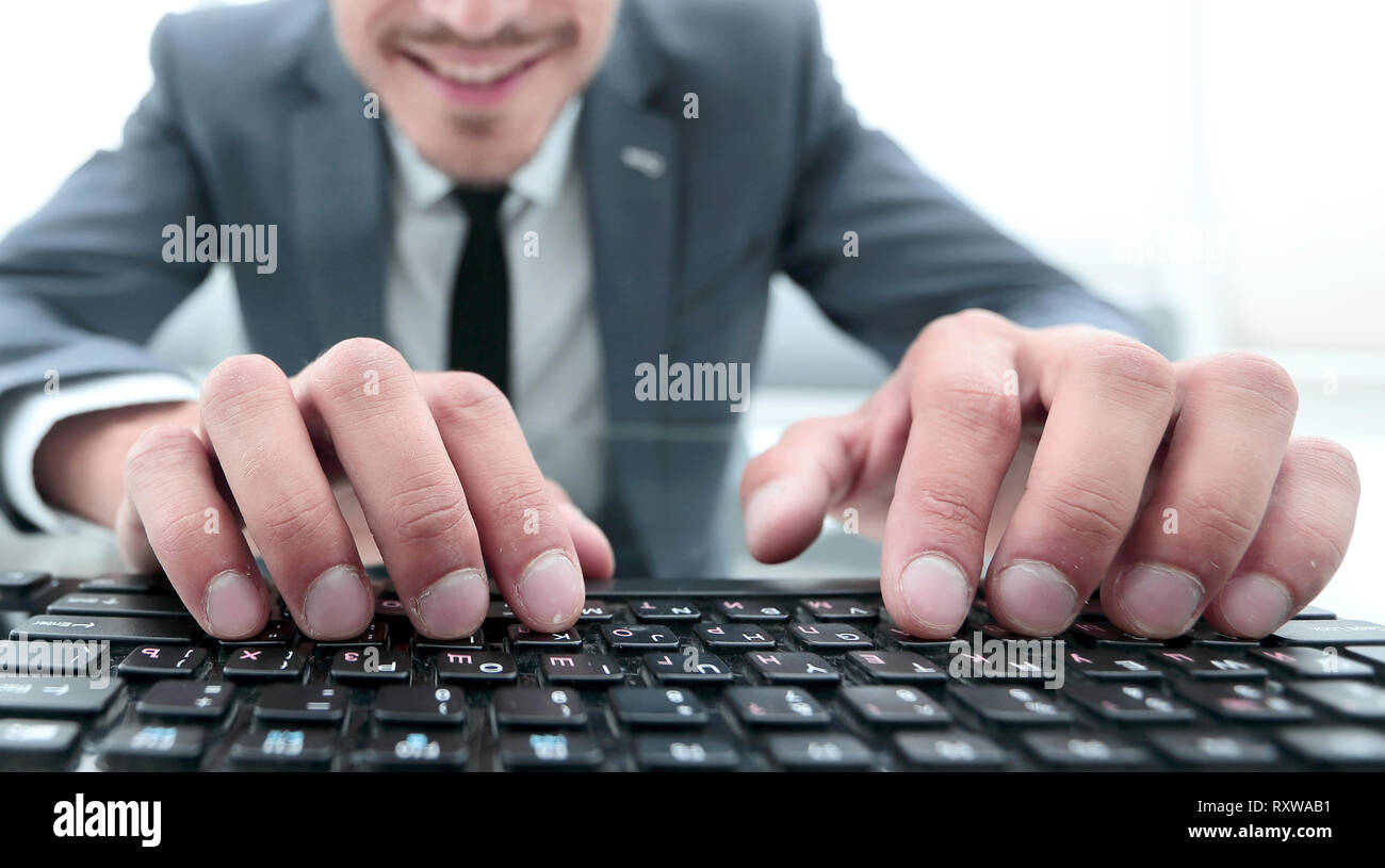 Young funny businessman keyboard isolated hi-res stock photography and ...