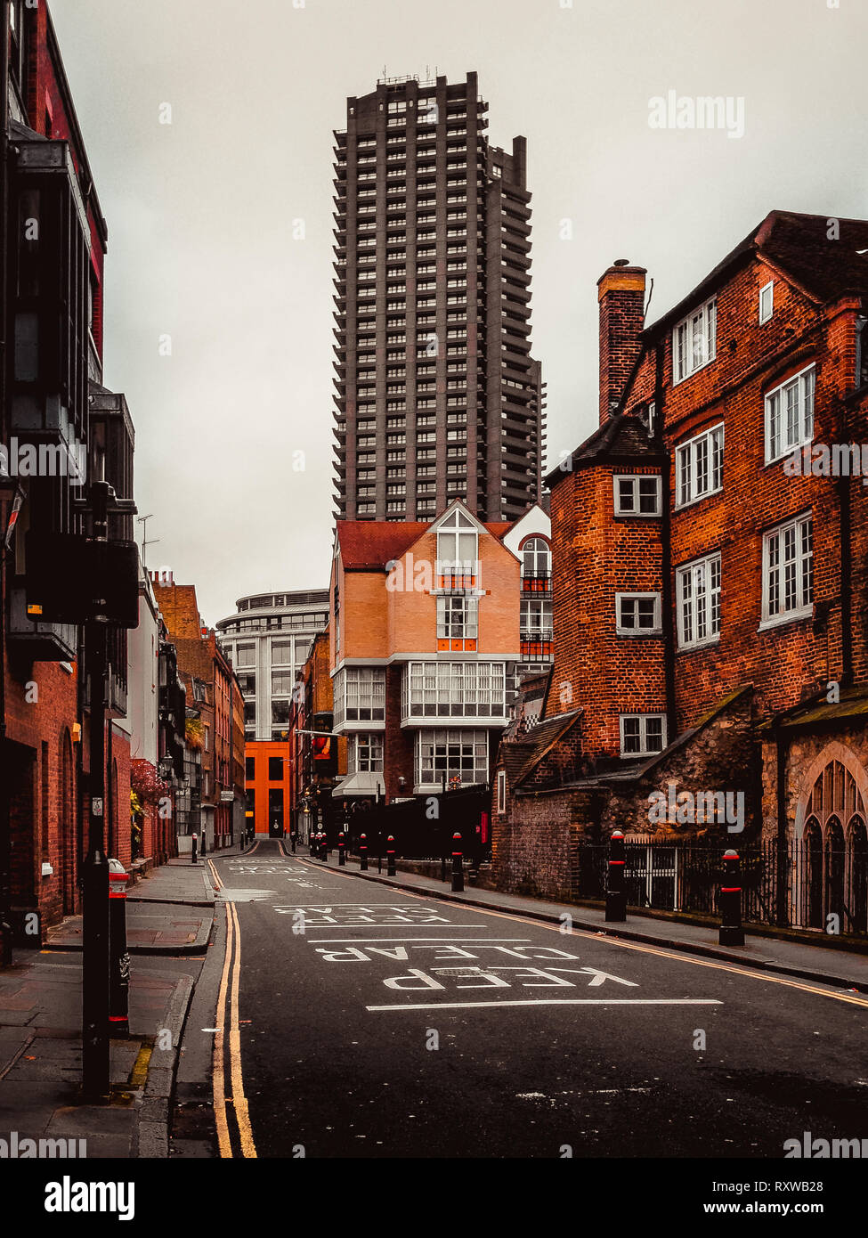 Empty street in London, white cloudy skies Stock Photo - Alamy